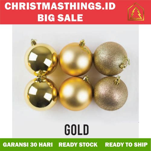 Jual Hiasan Bola Pohon Natal 5cm 8cm 10cm Red Gold Silver Rose Gold ...