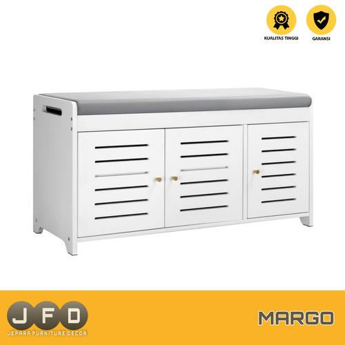 Promo Bangku Rak Sepatu Kayu Minimalis Storage Bench Aesthetic - White ...
