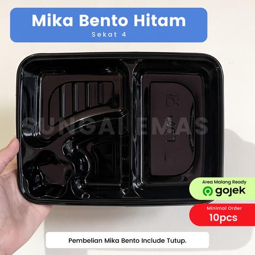 Jual Mika Bento Sekat 4 LUX Hitam / Mika Bento Lux / Tray Mika Bento ...