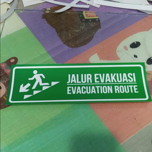 Promo Sign Jalur Evakuasi dua bahasa. Sticker dan akrilik 10cm x 30cm ...