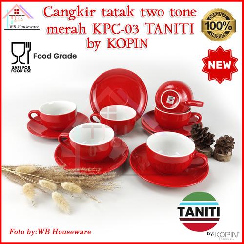 Jual TANITI 6 pasang cangkir kopi 220ml warna merah / coffee set / tea ...