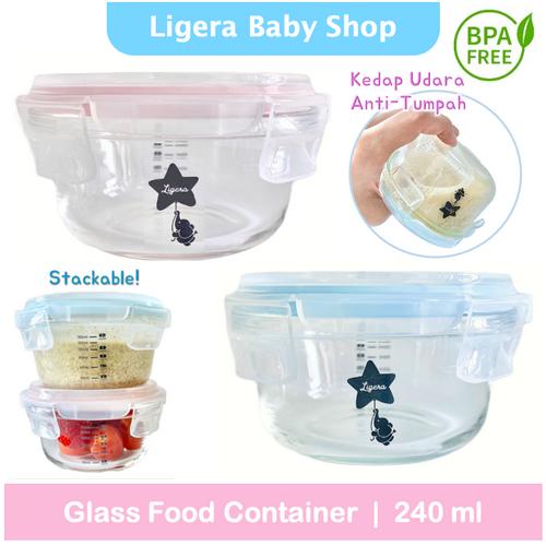 Promo LIGERA 240ml Baby Glass Food Container Wadah Kaca Tempat Simpan ...