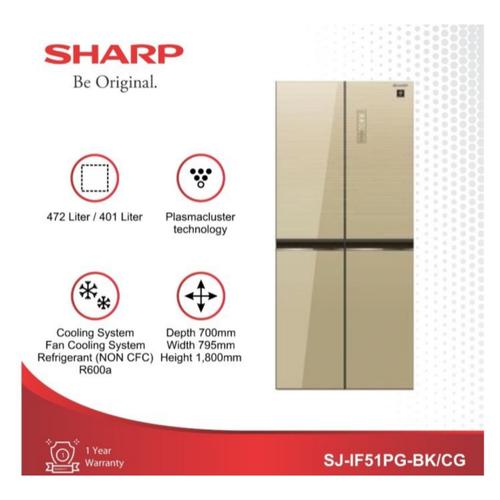 Jual Kulkas Side By Side SHARP SJ-IF51PG-CG Inverter Plasma Cluster ...