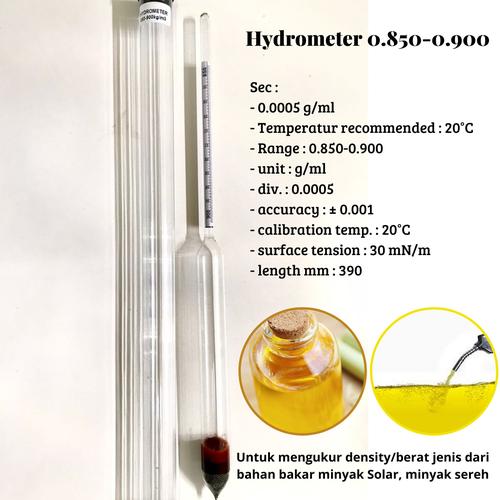 Jual Hydrometer solar scala 0,8ml-0,9ml uji kualitas solar & Minyak Sereh - 850~900 - Jakarta ...