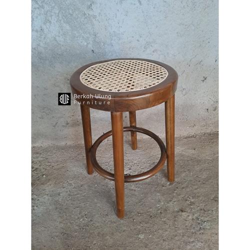 Jual kursi stool rotan bulat kayu jati minimalis cafe - salak tua - Kab ...