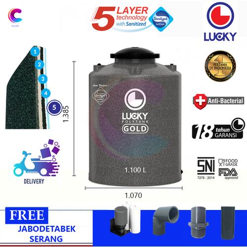 Jual Tangki Air LUCKY POLYTANK GOLD LAB 110 Vol 1100 Liter Antibakteri - Hijau Granite - Kab ...