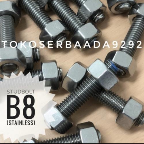 Jual Studbolt & Nut B8 (Stainless 304) uk 3/4" x 90 mm , Baut Stud SUS ...