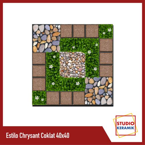 Jual Keramik Lantai Kasar Motif Batu Rumput Estilo Chrysant Coklat ...