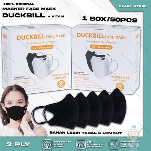 Promo Masker DUCKBILL FACEMASK ISI 50PCS Warna Hitam Black Duckbil ...
