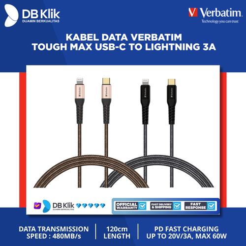 Jual Kabel Data Verbatim Tough Max USB-C to Lightning MFI 3A 120cm ...