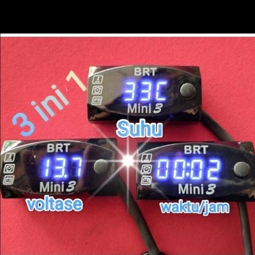 Promo VOLTMETER 3in1 BRT LED RACING VOLT METER DIGITAL SUHU JAM MOTOR ...