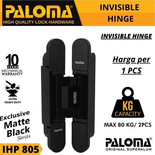 Jual PALOMA IHP 805 INVISIBLE HINGE ENGSEL TANAM P80 HITAM MATTE BLACK ...
