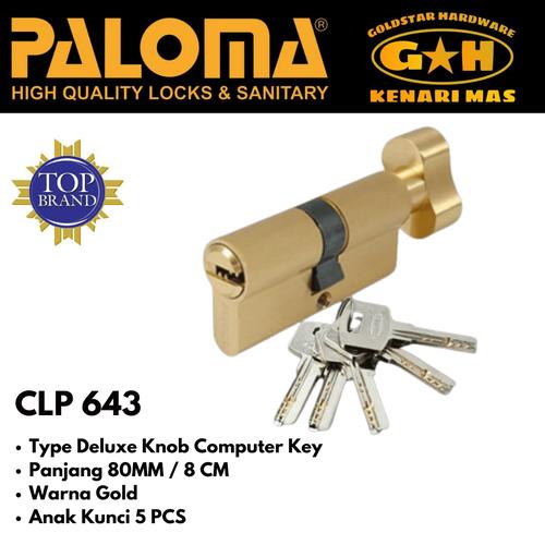 Jual PALOMA CLP 643 KC-CK 80MM SN KNOB COMPUTER KEY KUNCI CYLINDER GOLD ...
