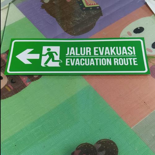 Jual Sign Jalur Evakuasi dua bahasa. Sticker dan akrilik 10cm x 30cm ...