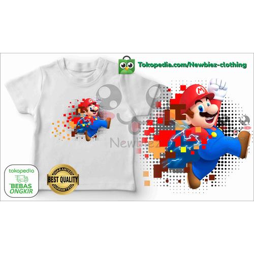 Jual Kaos Mario bros anak, Super Mario Bros, Newbiez cotton combed 30s, 100% katun adem - Kab ...