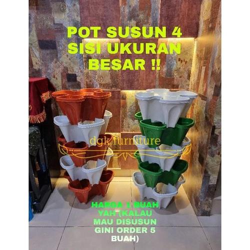 Jual Pot Bunga Tanaman Susun Tingkat Tumpuk Stackable Stack Empat 4 ...