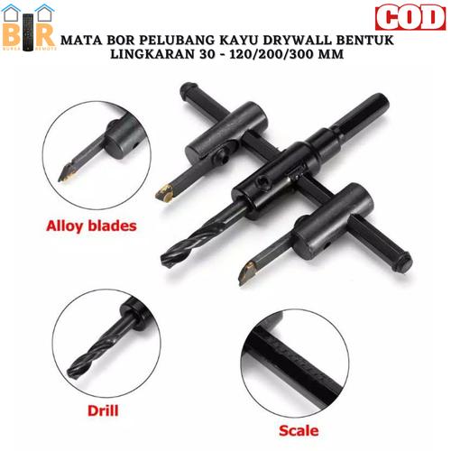 Jual Mata Bor Alat Pelubang Kayu Adjustable Lingkaran 30 - 120/200/300 ...