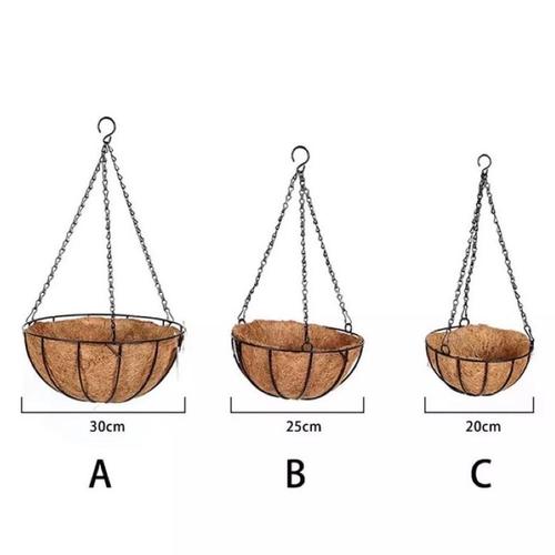 Jual pot bunga gantung bahan besi dengan sabut kelapa - Hitam, Lingkar ...