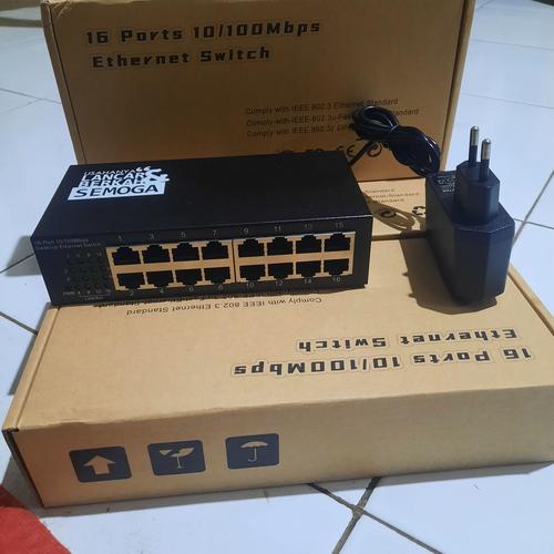 Jual Mini Switch Hub 16 Port 10/100 Mbps Support Vlan Fast Ethernet LAN ...