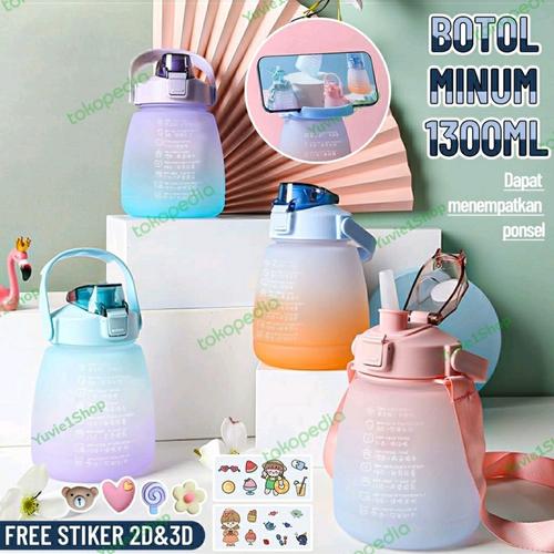 Jual Botol Motivasi 1.3L Rainbow Pelangi kekinian botol viral - Biru ...