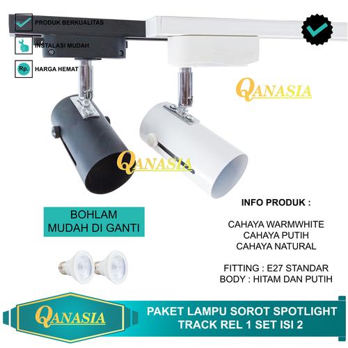 Jual Paket Lampu Sorot Rel 1 Set isi 2 Spotlight Track Rell 1 Meter E27 ...