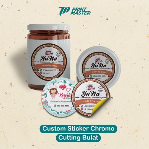 Jual Cetak Sticker Label Bulat Kemasan Makanan Produk Kemasan Chromo A3 ...