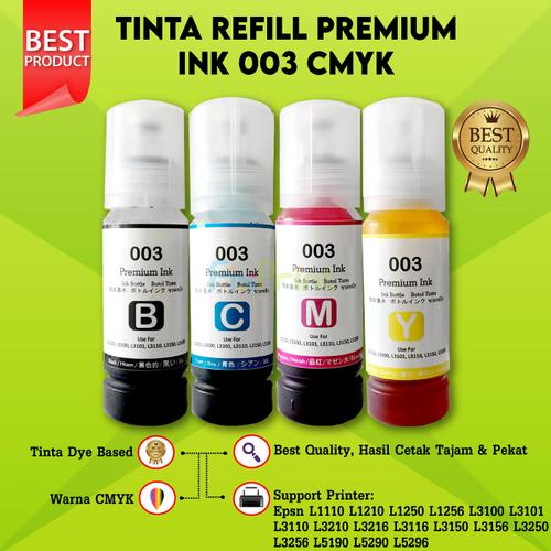 Jual Tinta Isi Ulang Epson 003 Black Cyan Magenta Yellow L1210 L3210 ...
