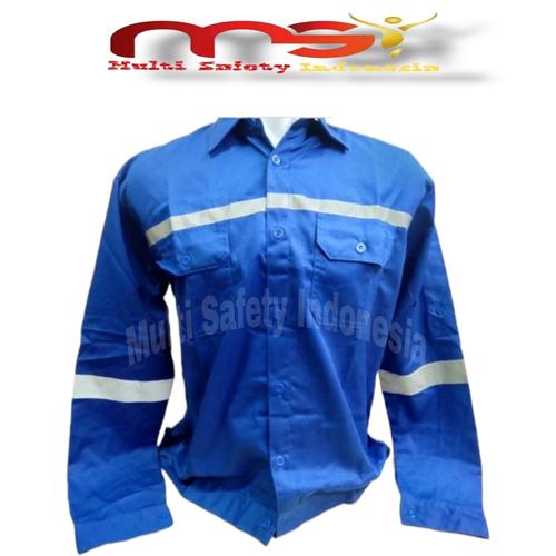 Jual Baju Kerja Safety Lengan Panjang / Seragam Kerja Proyek Warna Biru ...