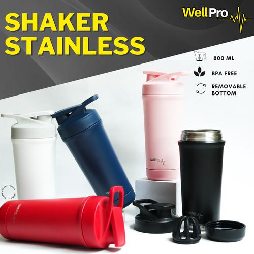 Jual Botol Shaker Stainless Gym Botol Minum Gym Fitness Olahraga 800 ml ...