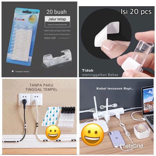 Jual Klip Kabel Dinding Set Organizer 20 pcs Perekat Tempel Merapikan ...