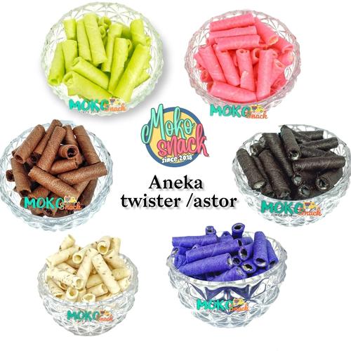 Jual Snack Astor Twister mini Coklat Vanilla Strawberry Bluberry 250 gr ...