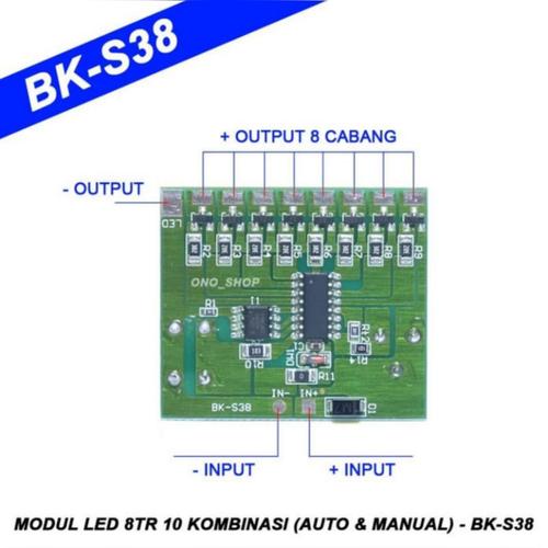 Jual Modul LED Running S38 BK-S38 8 Jalur 8TR 10 Mode Kedip Strobo 12V ...