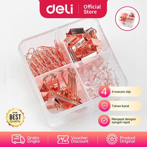 Jual Deli office combination paper clip binder clip and Push Pin 78551 ...