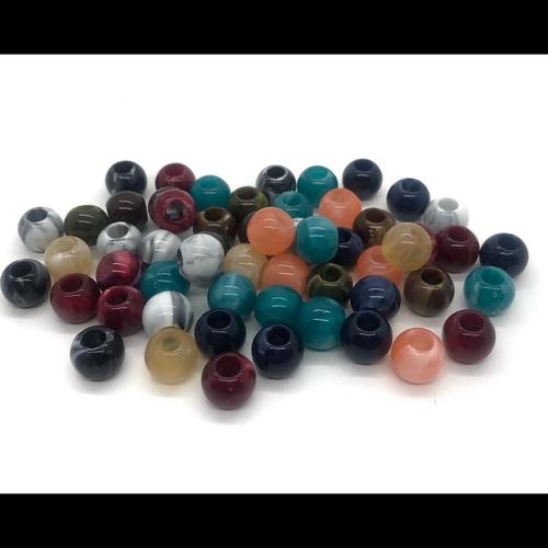 Jual 450 gr Mote Corak Lilin / Marmer Bulat Lubang Besar - Biru, 10mm ...