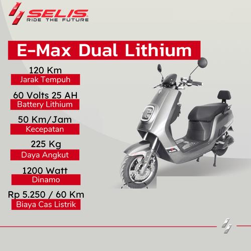 Jual Sepeda Motor Listrik Selis tipe E-Max Dual Baterai Lithium ...