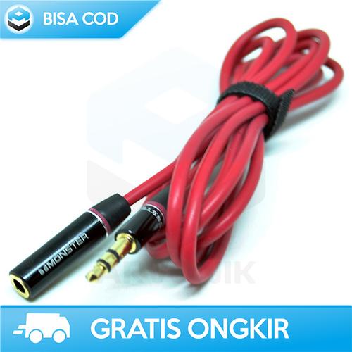 Promo KABEL AUDIO AUX MALE TO FEMALE EKSTENTION 3.5 MM HIFI MONSTER ...