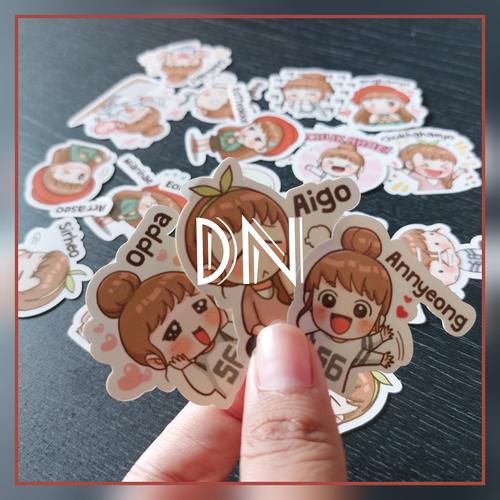 Jual isi 19pcs stiker kertas korean girl sticker glossy cewe korea cute ...