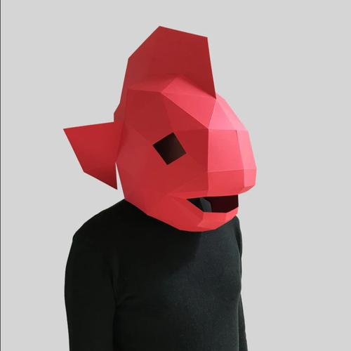 Jual DIY Papercraft Topeng Fish Ikan Mask 3D Unik Properti Foto ...