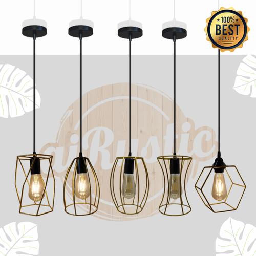 Jual Kap diamond lampu gantung hias besi fitting E27 vintage dekorasi cafe - B5, Kap dan Fitting ...