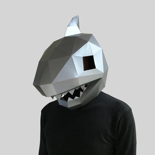 Jual DIY Papercraft Topeng Shark Hiu Mask Minimalis Pesta Properti Foto ...