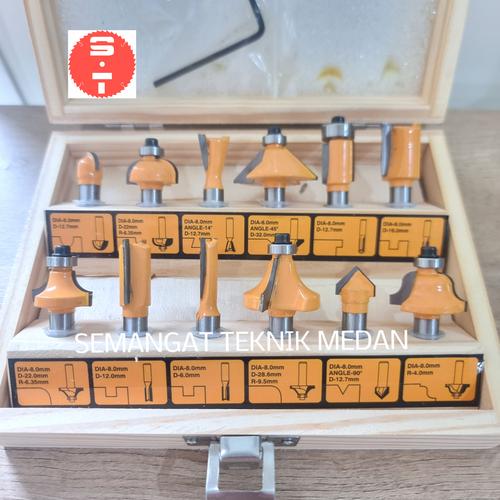 Jual 12PCS MATA PROFIL ROUTER TRIMMER 8MM 8 MM BITS SET INGCO AKRT1211 ...