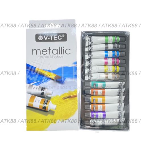 Jual Cat Acrylic Metallic Colour VTEC Cat Akrilik 12 Warna 6ml V-Tec ...
