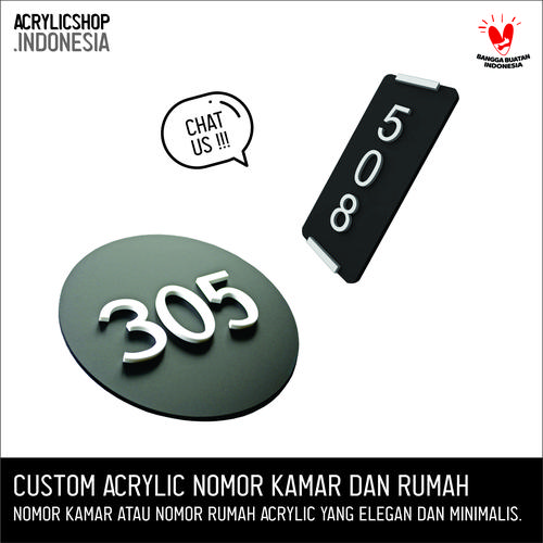 Jual Nomor Kamar Acrylic Custom / Nomor Pintu Rumah / Hotel Custom ...