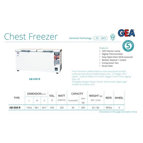 Jual GEA Chest Freezer Box 500 Liter AB-600R / AB600R / AB 600 R ...