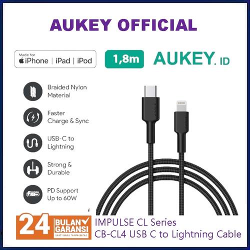 Jual AUKEY CB-CL4 - IMPULSE Braided CL - USB-C to Lightning 1.8M - CB-CL4 - Jakarta Barat ...