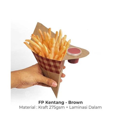 Jual dus packaging kentang goreng box kerucut segitiga french fries ...