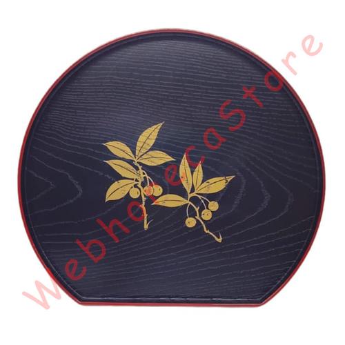 Jual Japanese Half Moon Shape Tray 7.5"/ Nampan Saji Bento Hitam Motif ...