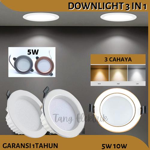 Jual LAMPU DOWNLIGHT LED 3 WARNA 1 LAMPU 5W LAMPU PANEL PLAFON CHANGE ...