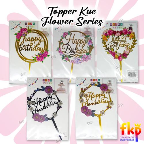 Jual Cake Topper Flower Series Birthday & Anniversary / Topper Kue ...