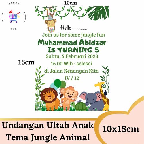 Jual Kartu Undangan Ulang Tahun Anak Custom Tema Junggle Animal - Kota ...